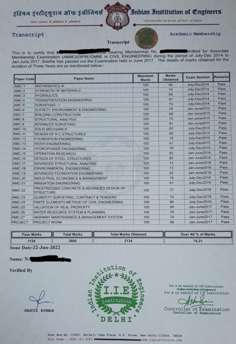 Academic Transcript | IIE